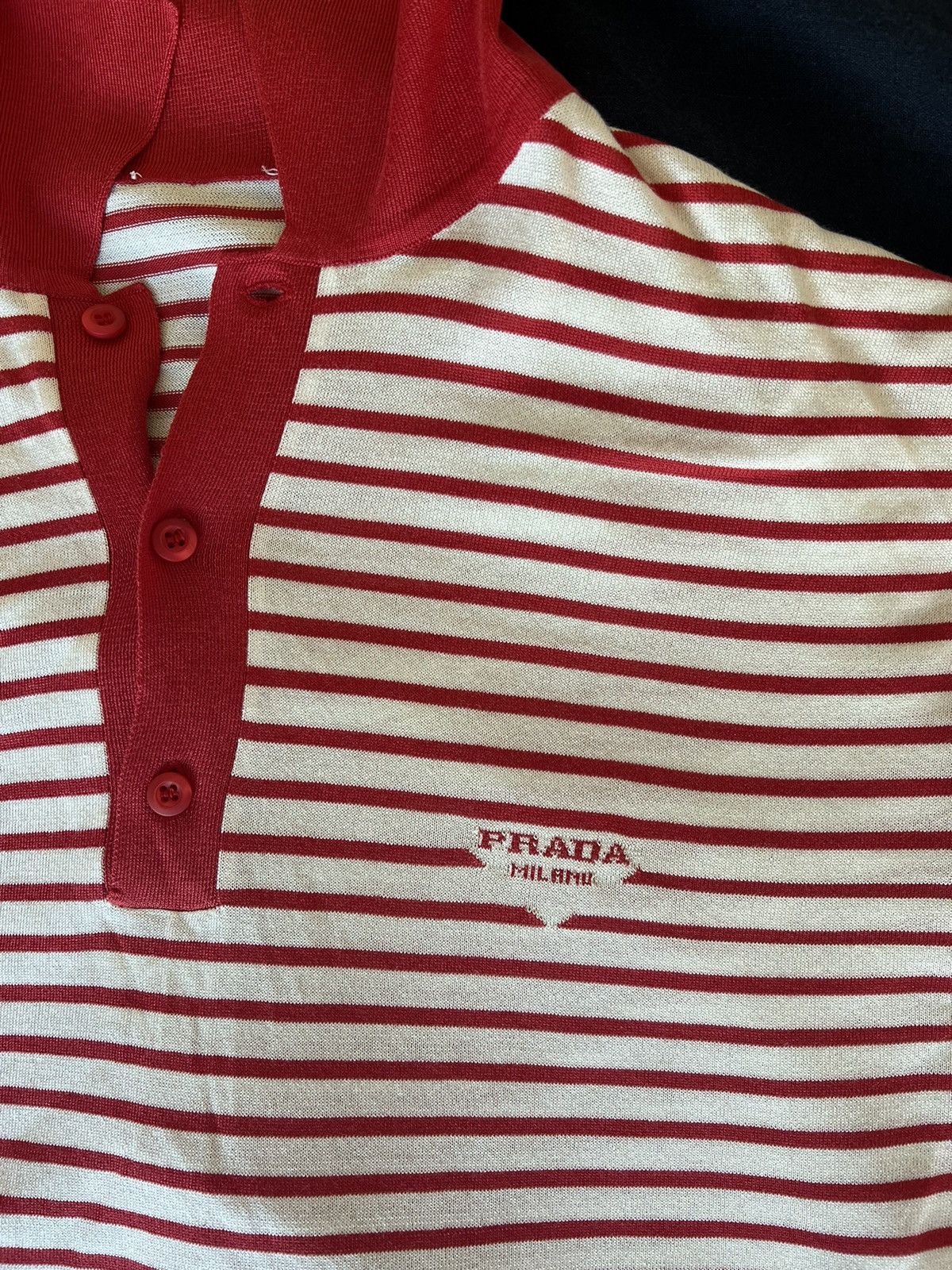 Prada Prada Red Stripe Silk Cotton Polo | Grailed