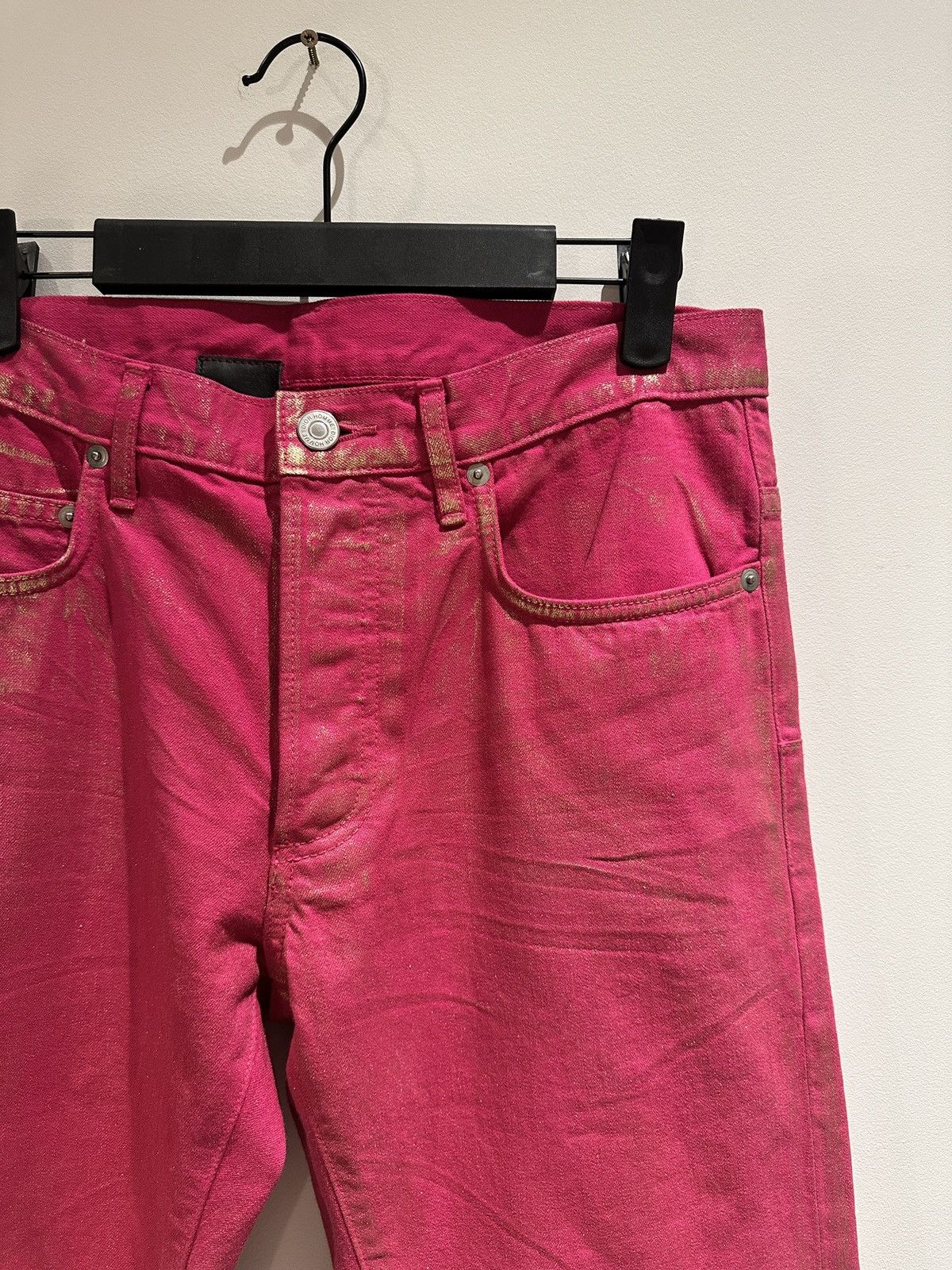 Dior × Hedi Slimane Dior homme hedi pink golden glitter waxed denim ...