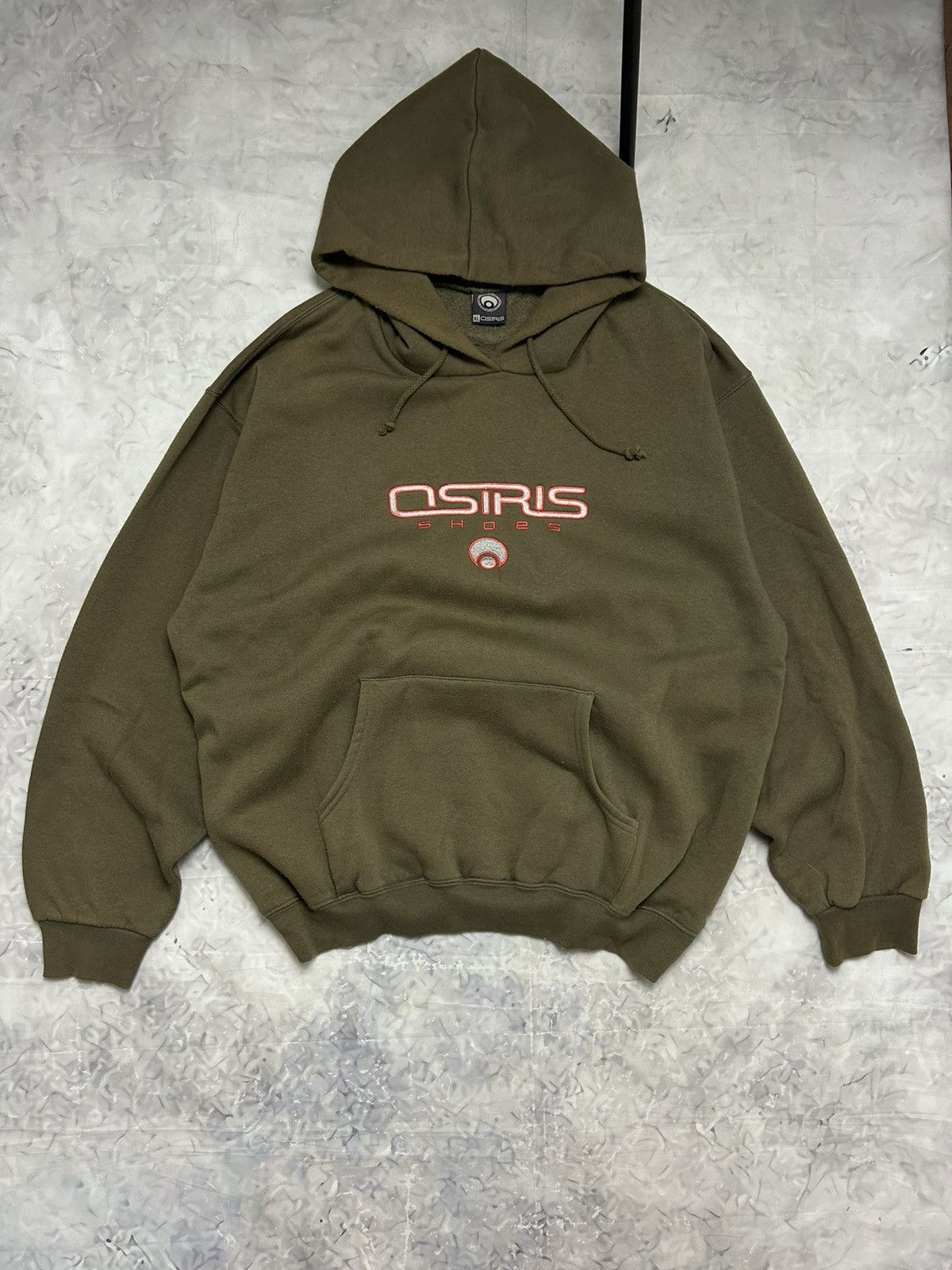 Osiris × Vintage 90s Vintage Osiris Shoes khaki boxy hoodie | Grailed