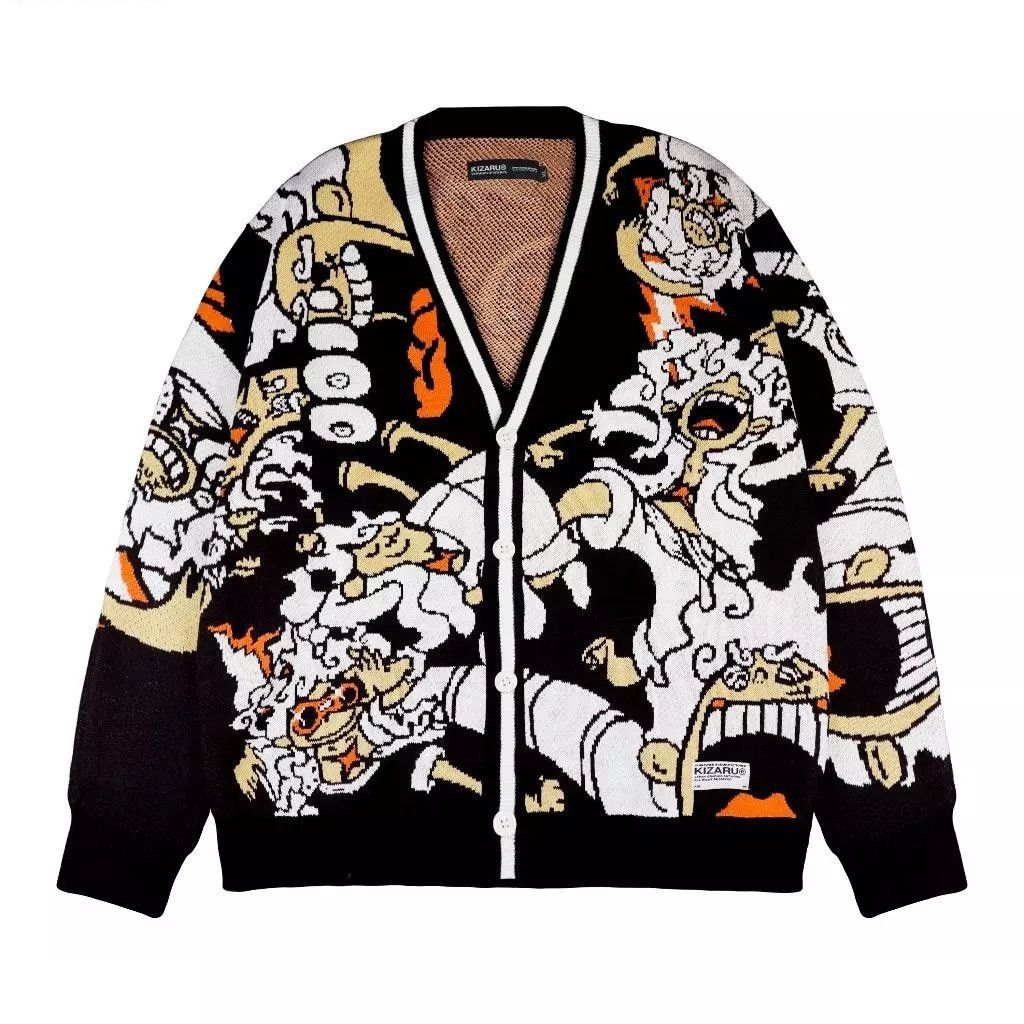 Cardigan × Japanese Brand × One Piece Cardigan Luffy Gear 5 Black All ...