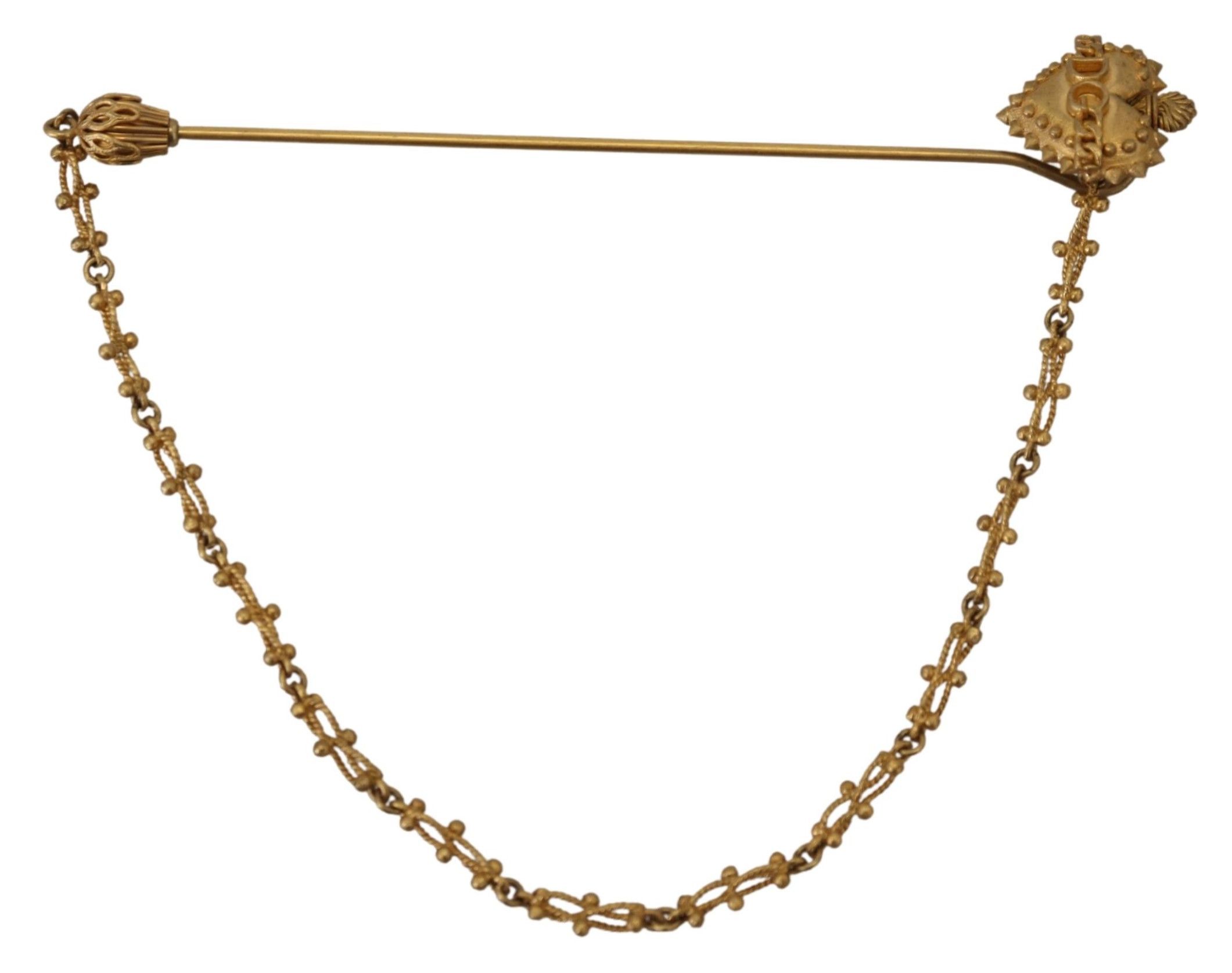 Dolce & Gabbana Dolce & Gabbana Gold Tone Brass Heart DG Logo Chain Pin ...