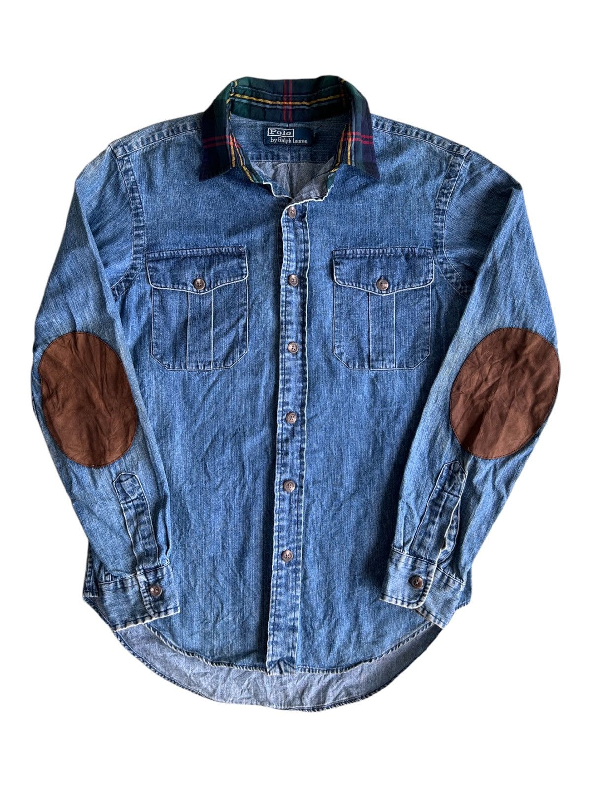 denim jacket leather jacket elbow patches 1990s Polo Ralph Lauren ...