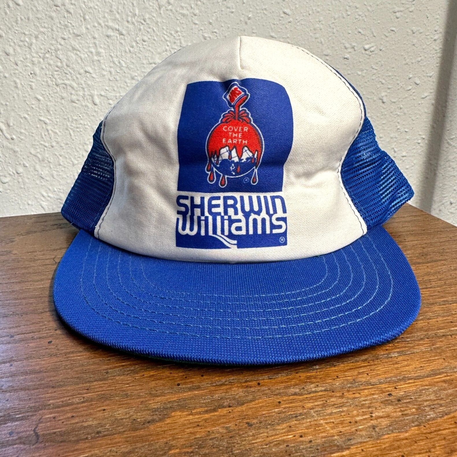 Vintage Vintage Sherwin Williams Hat Cap Blue Snap Back Mesh Trucker ...
