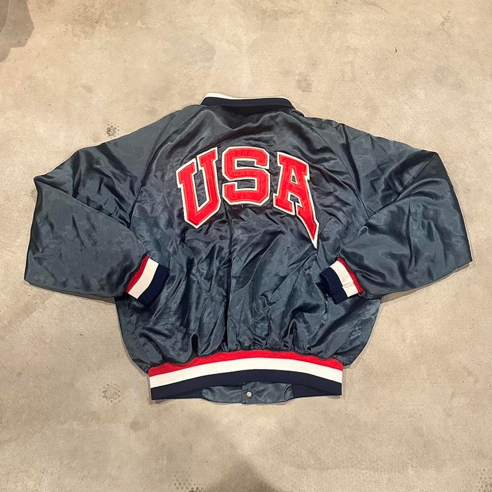 USA Olympics 80s United States Olympic Training Satin Bomber Jacket ...