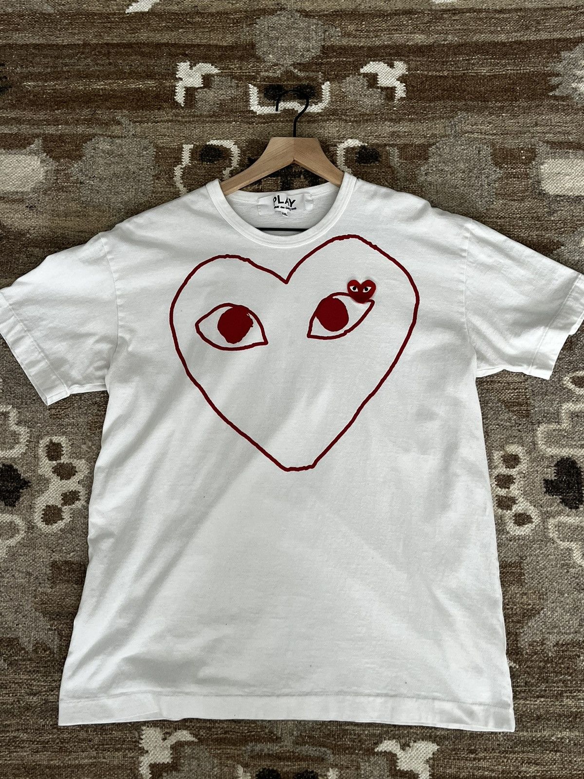 Comme des Garcons CdG PLAY Outline Heart Shirt W/ Patch | Grailed