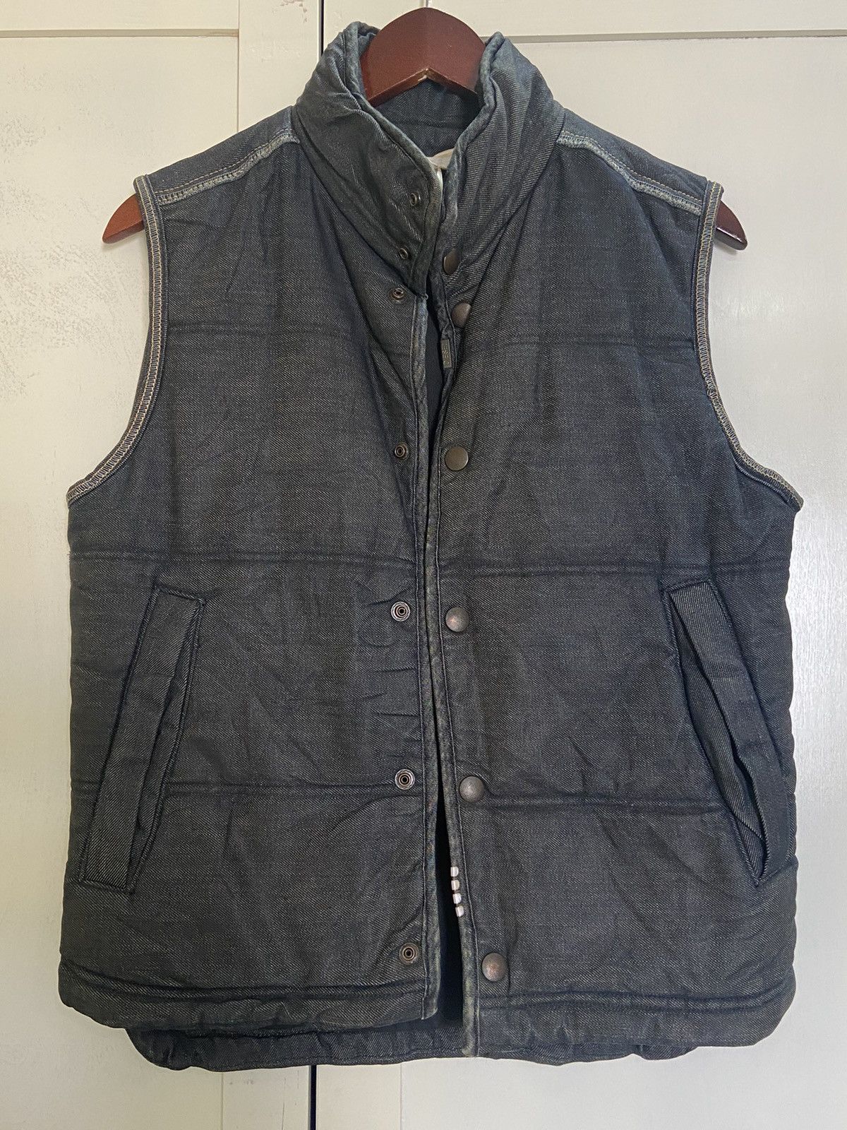 Diesel Vintage 2000s Diesel Dragon Dark Denim Puffer Vest | Grailed