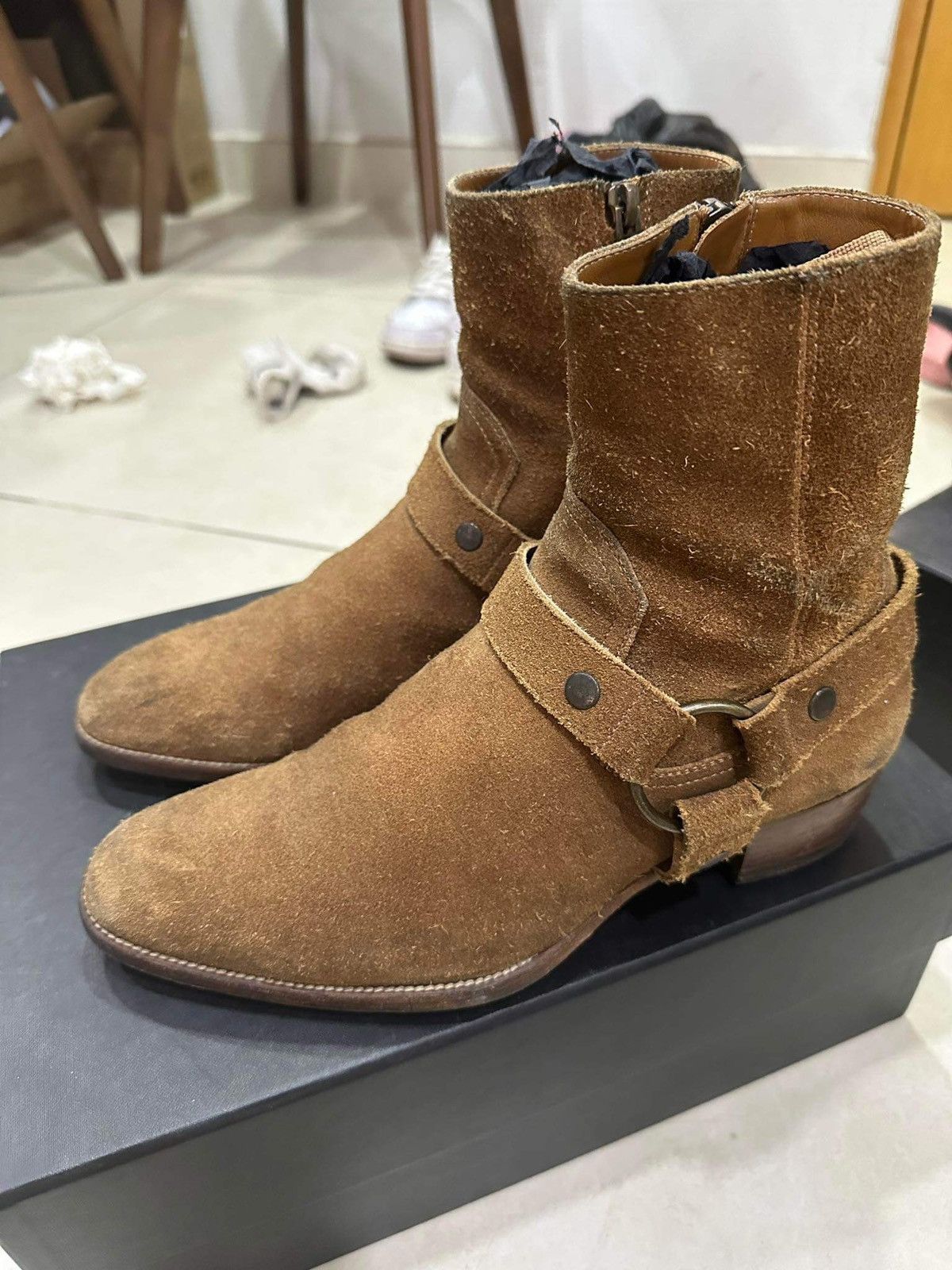 Saint Laurent Paris SLP Wyatt boots 2016 tobacco | Grailed
