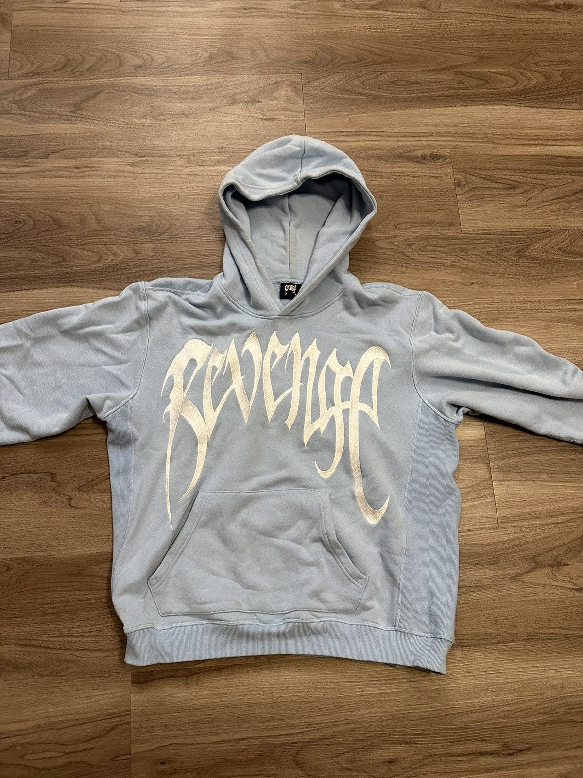 Revenge Revenge Baby Blue Embroidered Hoodie L | Grailed