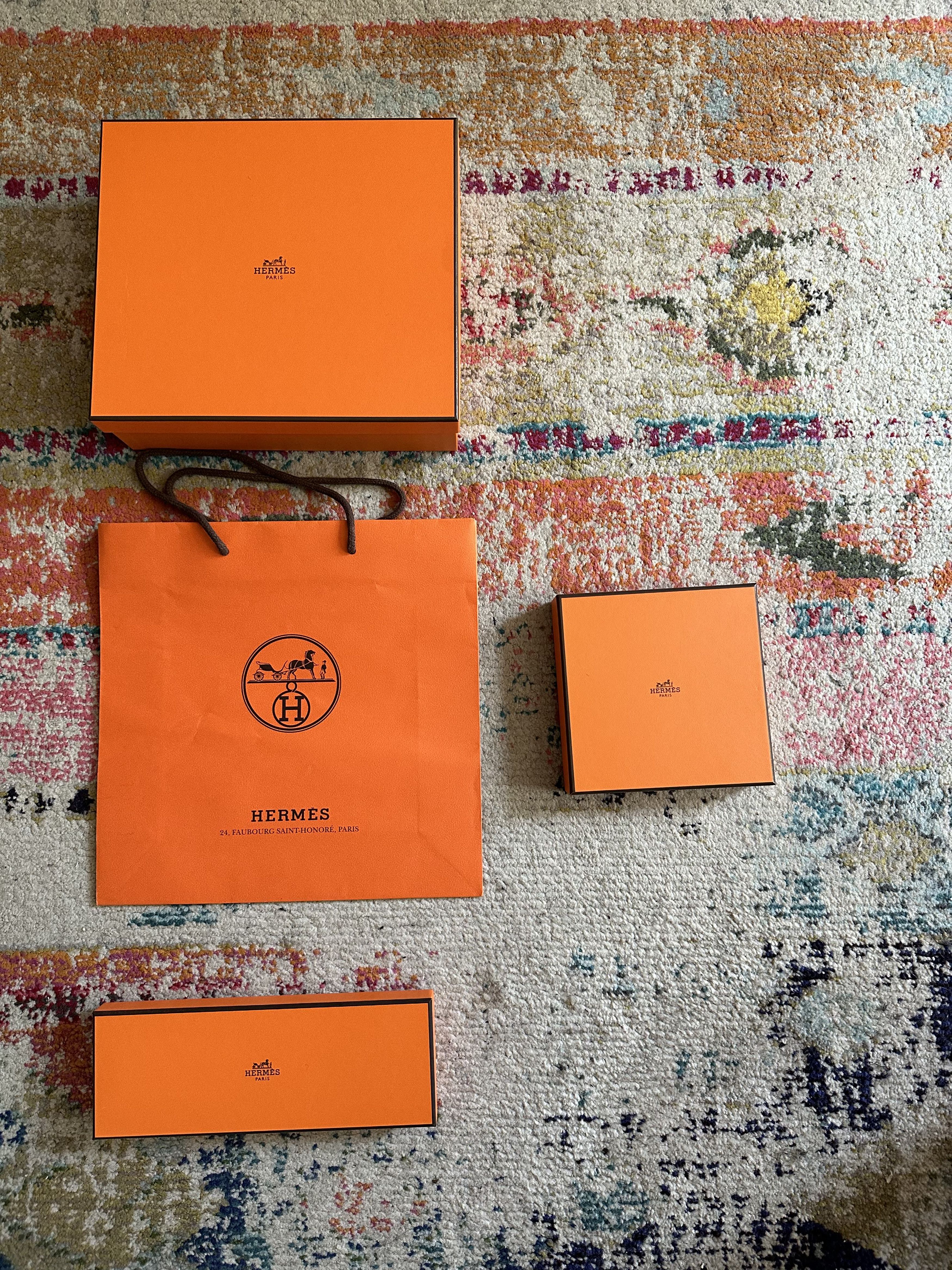 Hermes Hermès Boxes and Hermès Medium Orange & Brown Bag | Grailed
