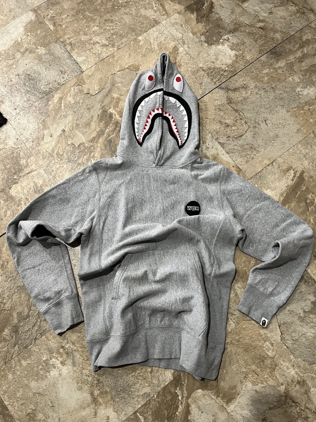 Bape Bape Gray Pullover Hoodie With Velcro Patch | Grailed