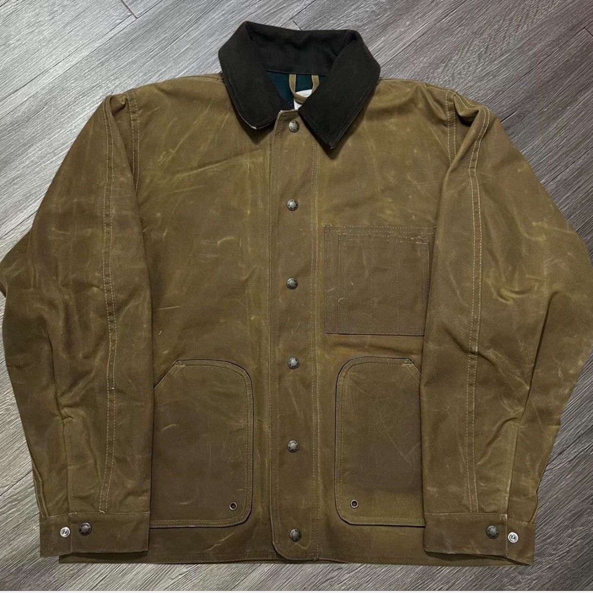 Filson Filson Dark Tan Waxed Tin Cloth Chore Jacket (Medium) | Grailed