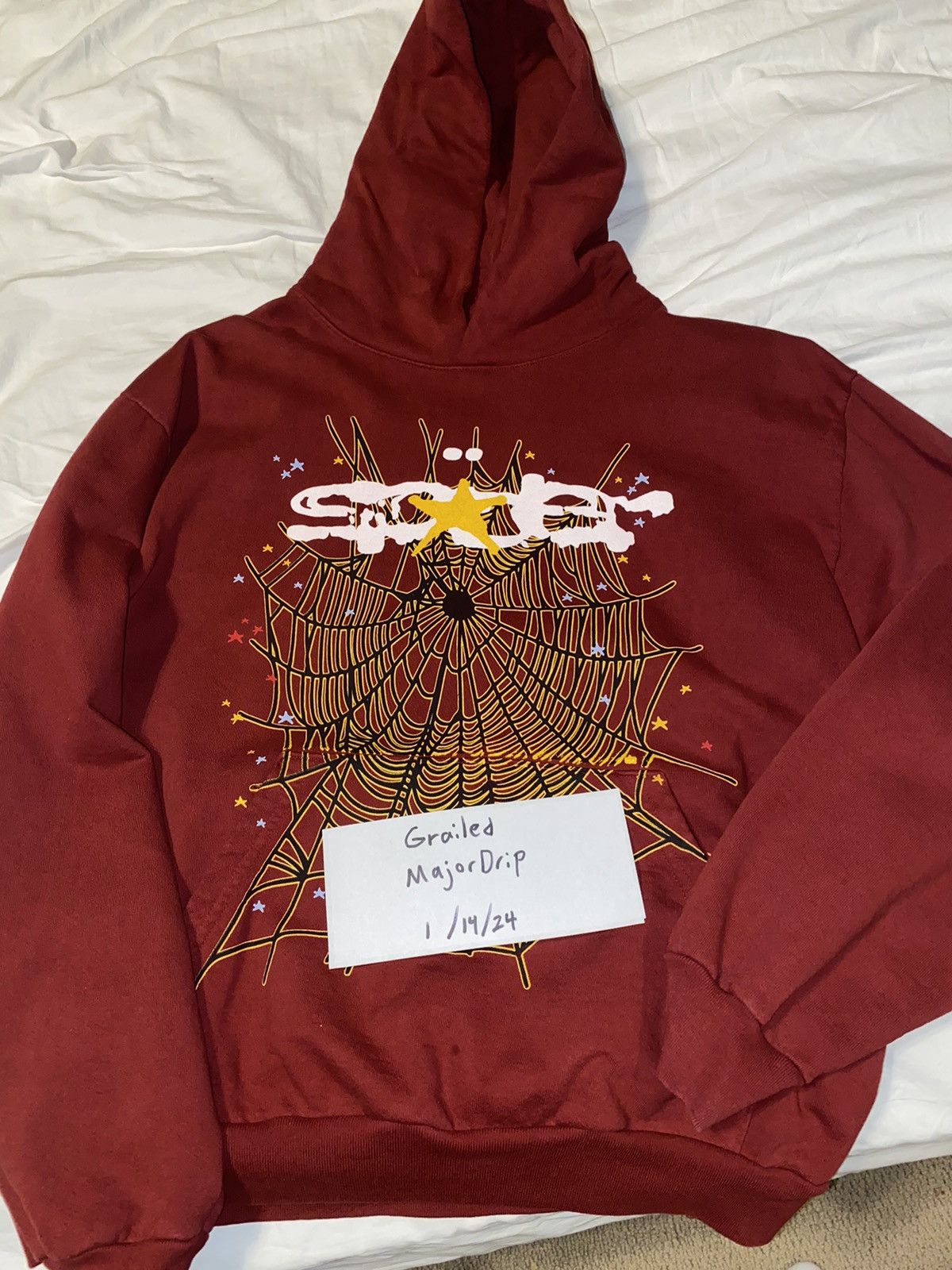 Spider Worldwide Sp5der Maroon Hoodie | Grailed