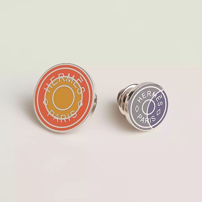 Hermes HERMES PIN SILVER GOLD MONOGRAM LOGO H077342FPAB | Grailed