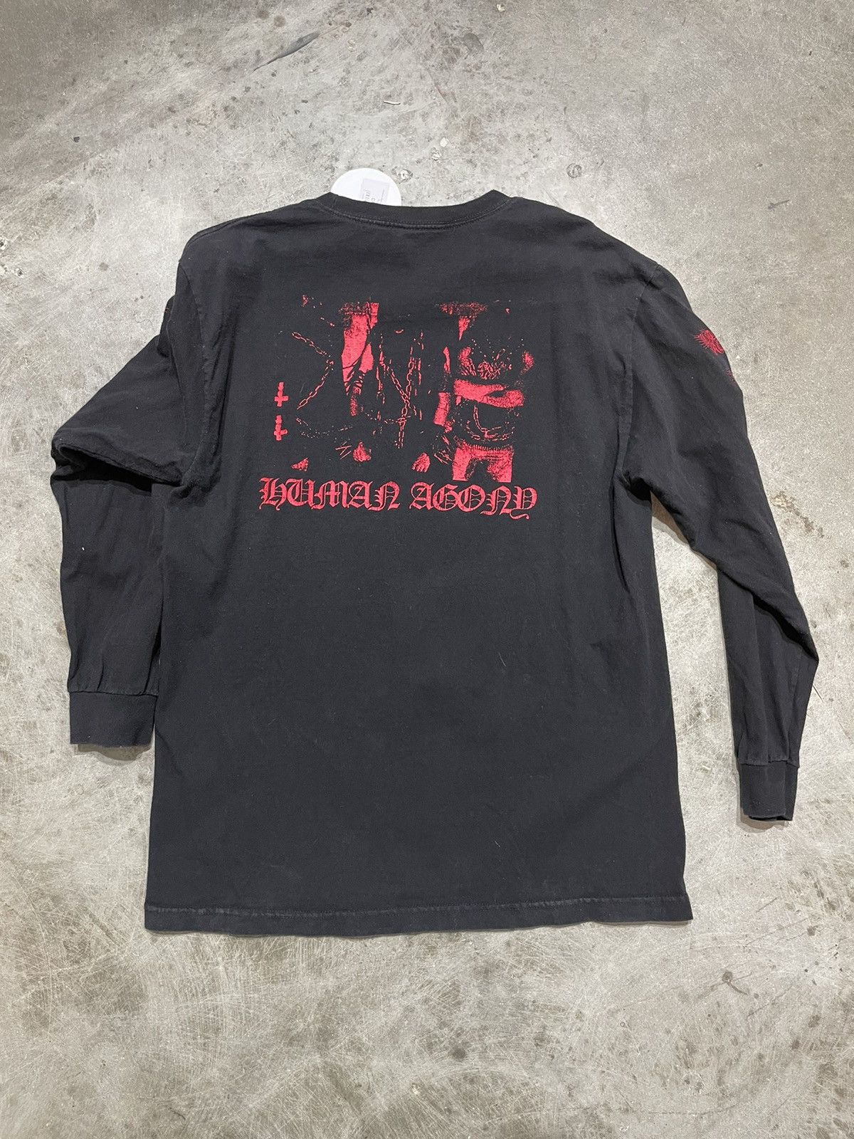 Band Tees × Vintage Human Agony vintage metal black faded cross graphic ...
