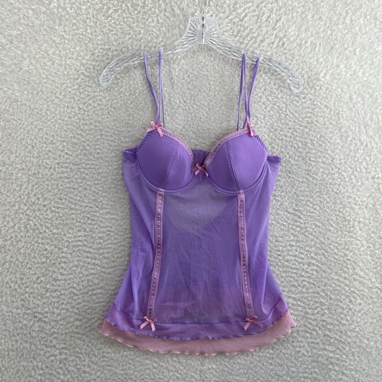 Vintage Lavender Purple Pink Sheer Mesh Lace Padded Fairy Princess ...