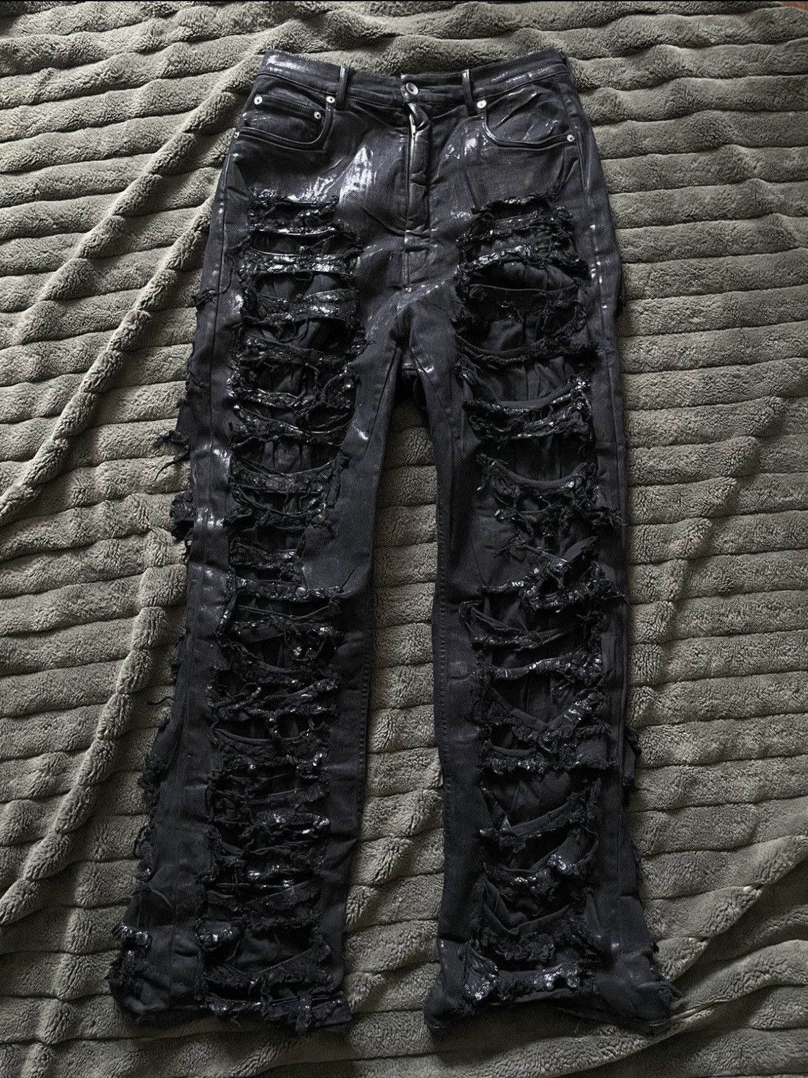 Rick Owens rick owen’s geth cut distressed denim | Grailed