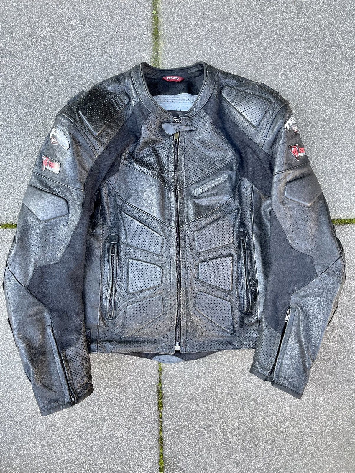 Archival Clothing × Vintage Teknic studded armoured leather moto jacket ...