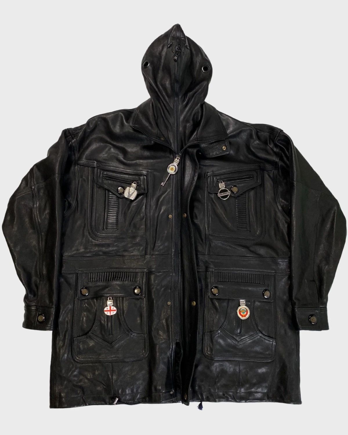 Vetements VETEMENTS SS19 OVERSIZED RUNWAY GIMP LEATHER MASK PARKA SZ:M ...