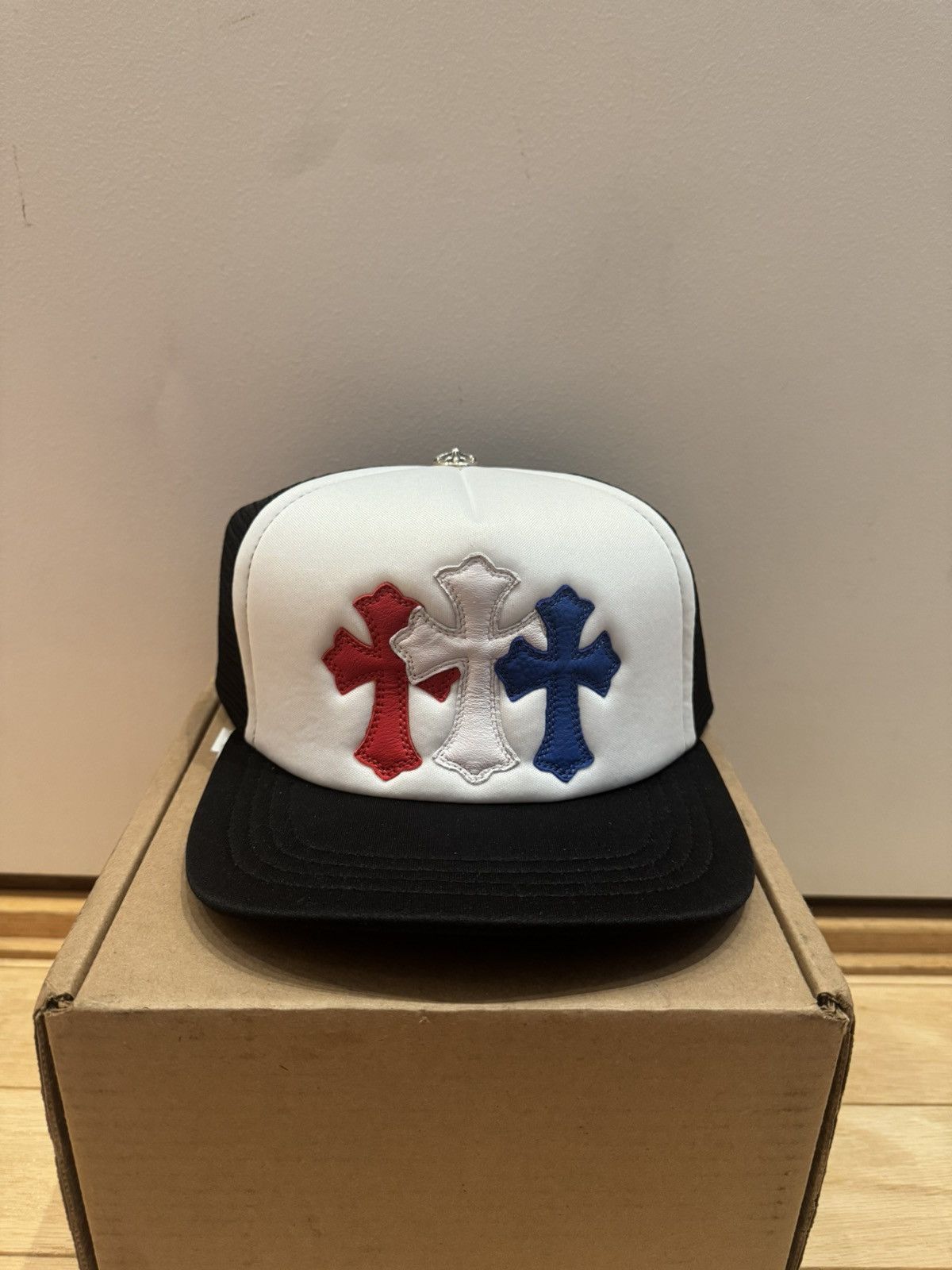 Chrome Hearts Chrome Hearts Triple Cross Trucker Hat Red White & Blue ...