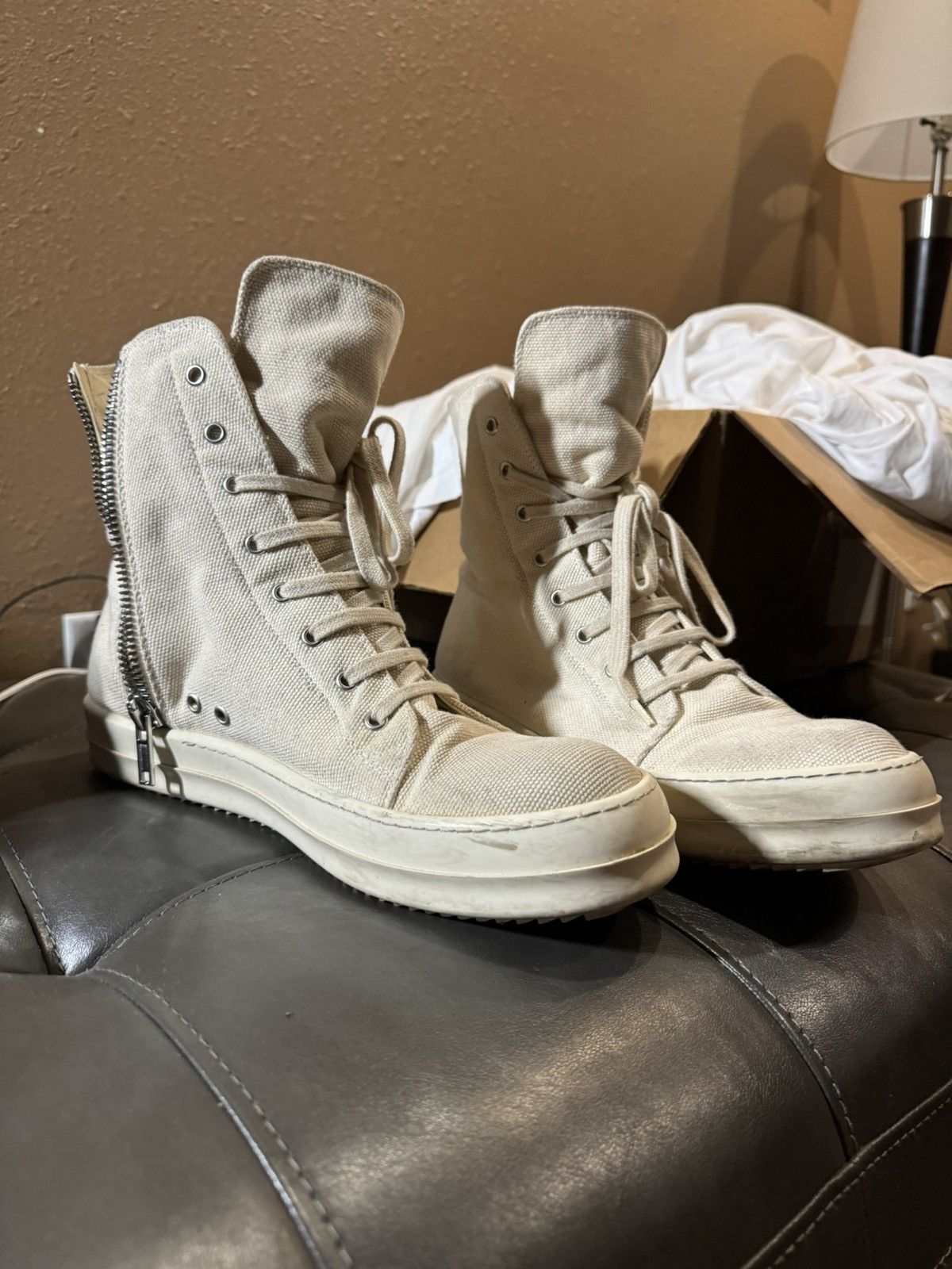 Rick Owens Rare Rick Owen Ramones white canvas sneakers | Grailed