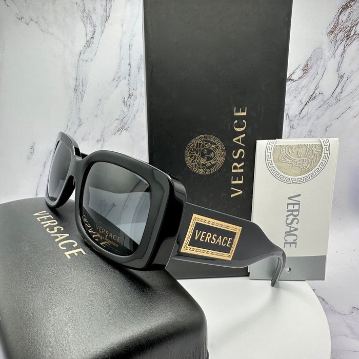 Versace Versace Sunglasses New Black Gold Logo Authentic | Grailed