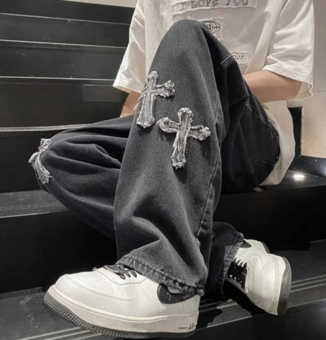 Vintage Punk Grunge Washed Cross Patchwork Pants Unique | Grailed