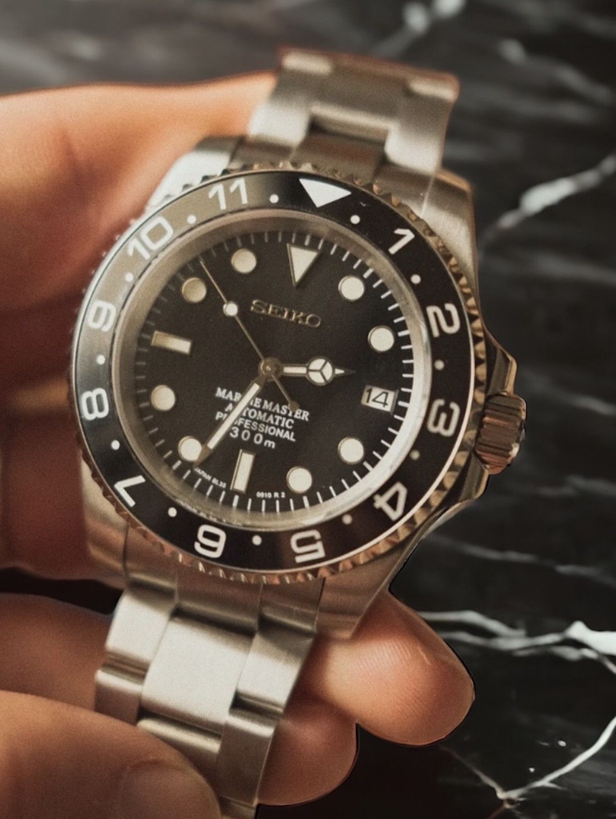 Seiko Seiko Mod GMT-Master Black Dial Steel Automatic Watch 41mm | Grailed