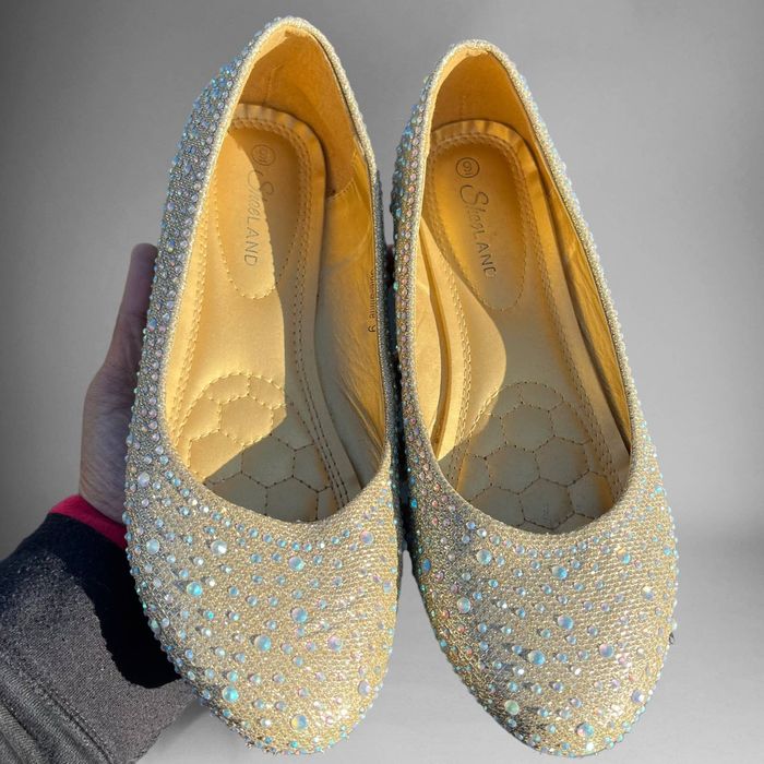 Generic Shoe Land Sparkle Shiny Gem Slipper Cinderella Slip On Shoes ...