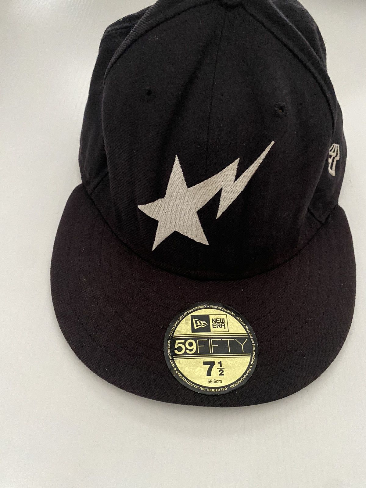 Bape Sta Logo Black New Era Fitted Hat 7 1/2 #177 camo shark | Grailed