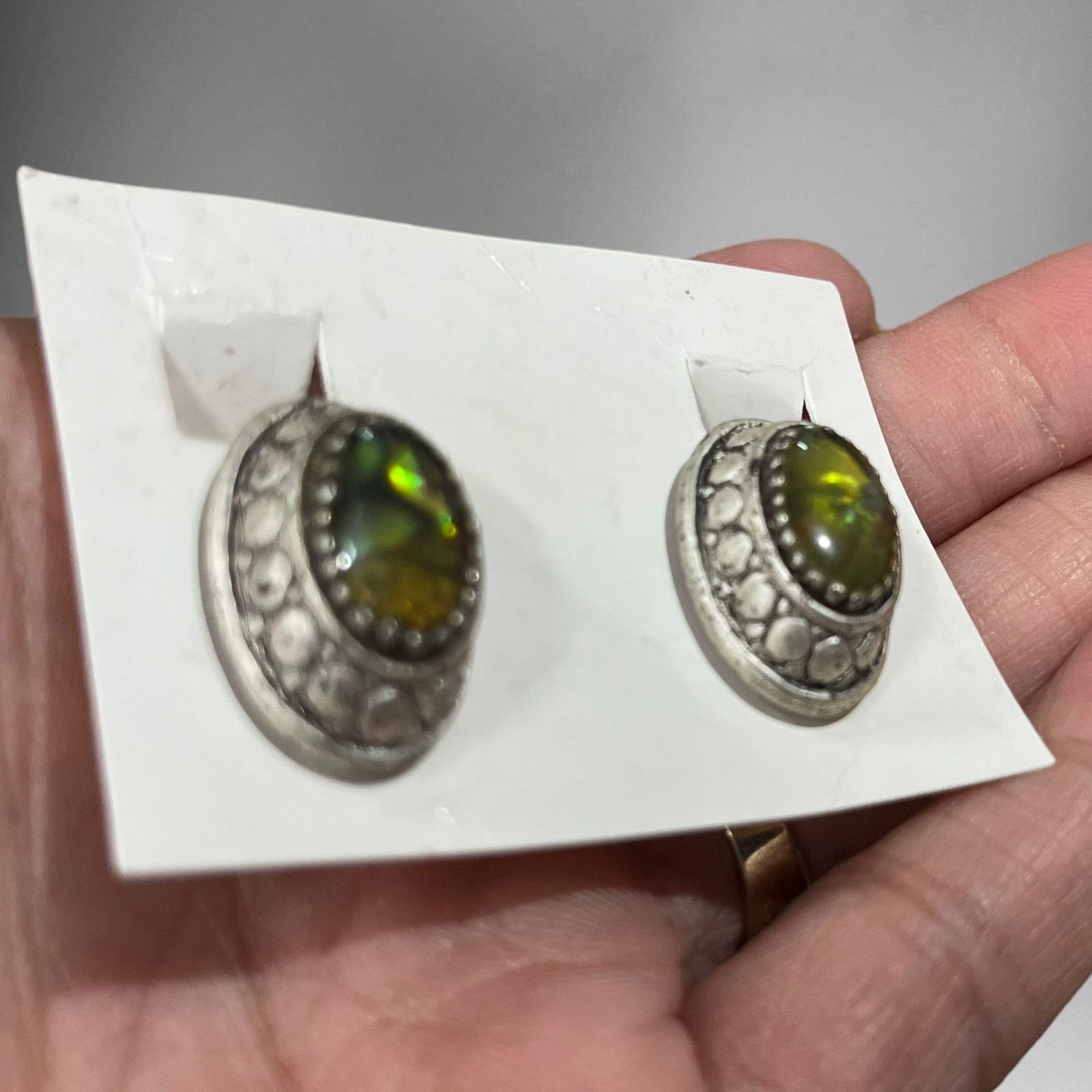 Generic Vintage Stone Silver Tone Clip on Earrings Grannycore Jewel ...
