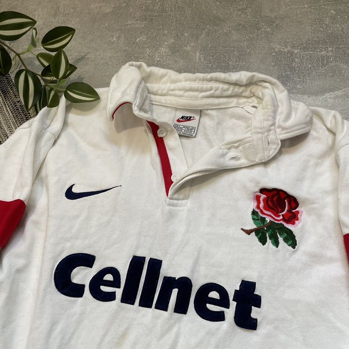 Nike Retro 90s 80s Cellnet Nike away jersey England rugby footbal | Grailed