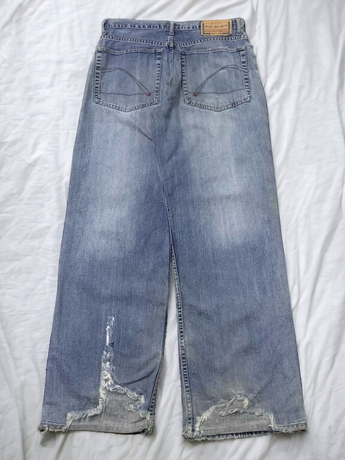 Diesel Diesel Industry Distressed Leg Rework Baggy Denim Pants | Grailed