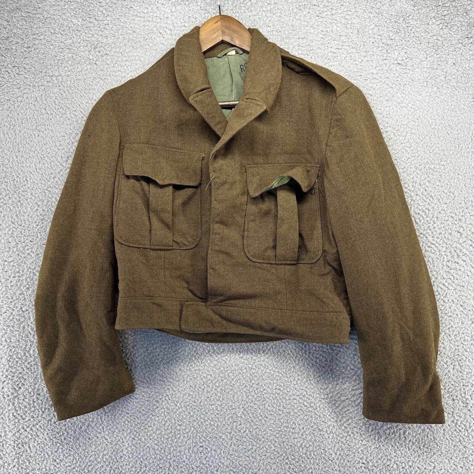 Vintage Vintage WW2 Military Jacket 38 Short Green Cropped 40s Ike ...