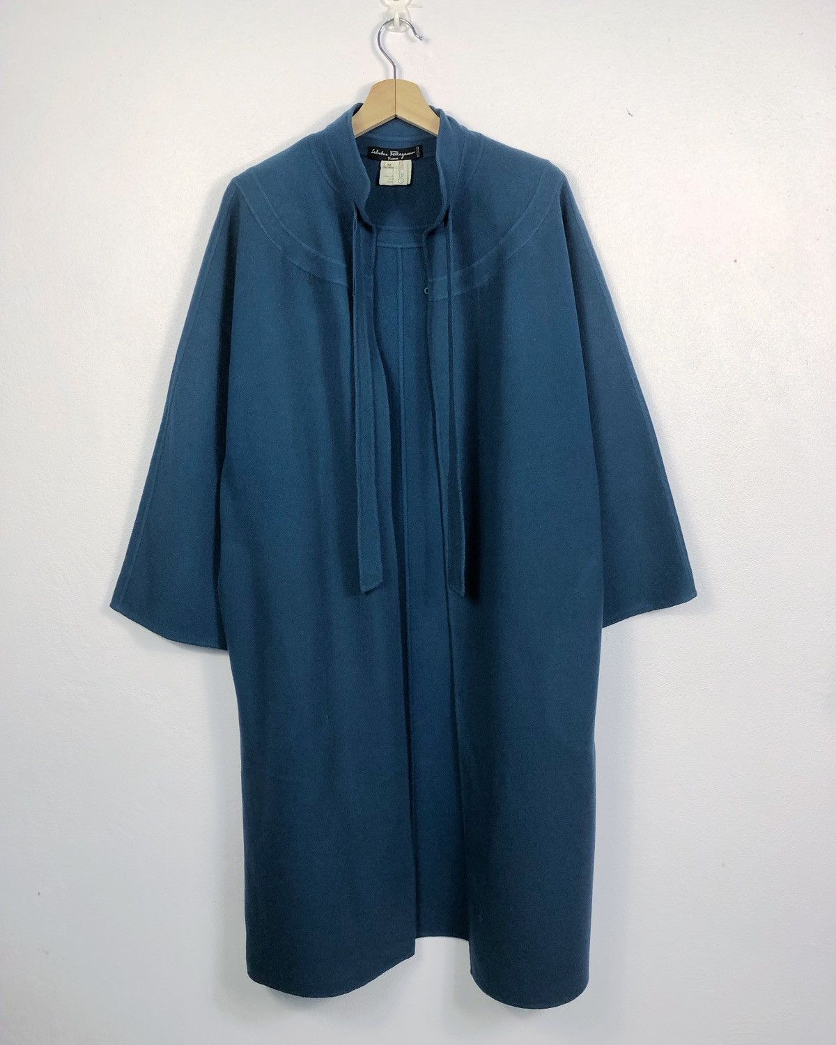 Vintage Rare Vintage Salvatore Ferragamo Wool Buttonless Long Jacket ...