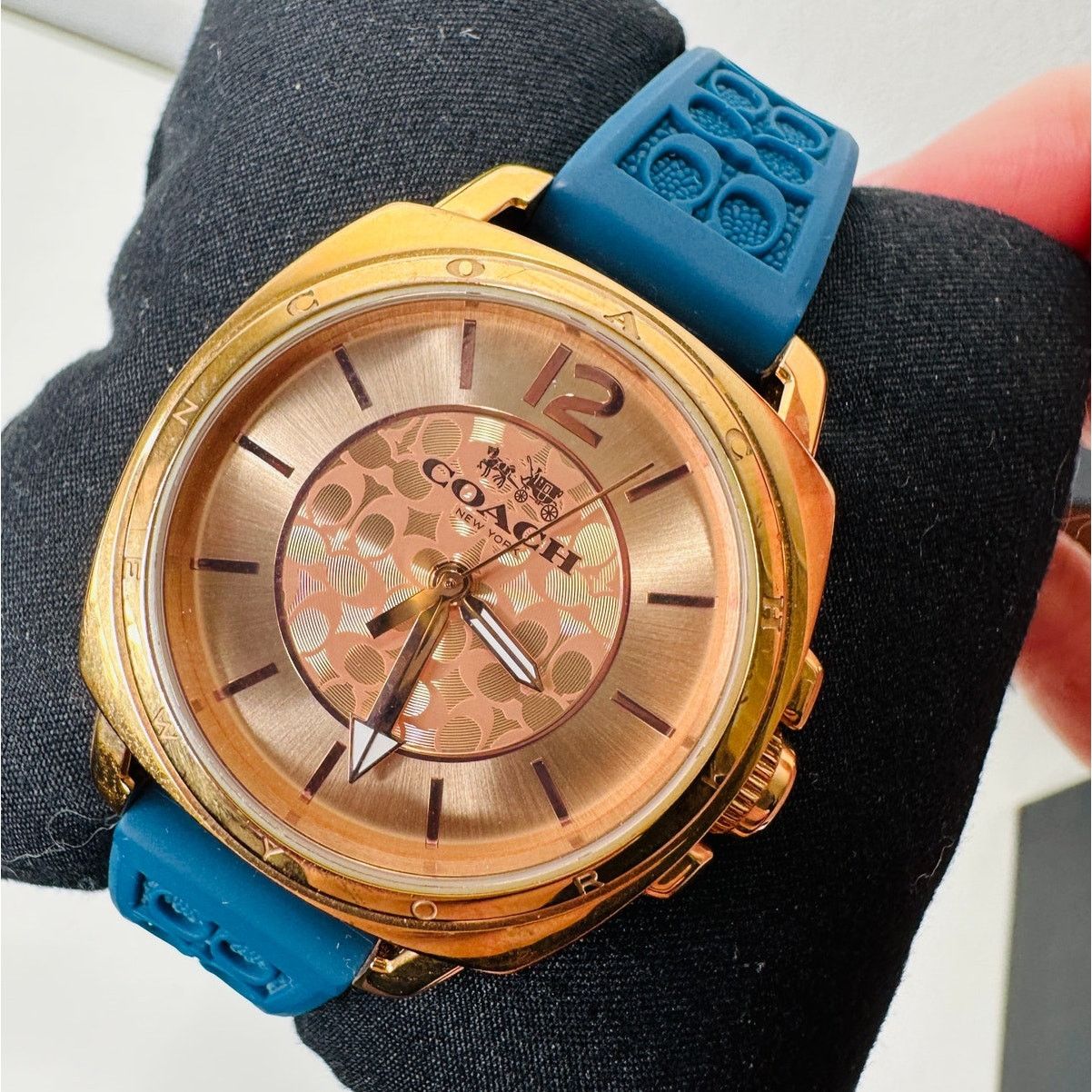 Coach Coach Gold Mini Boyfriend Watch Signature Blue Rubber Band | Grailed