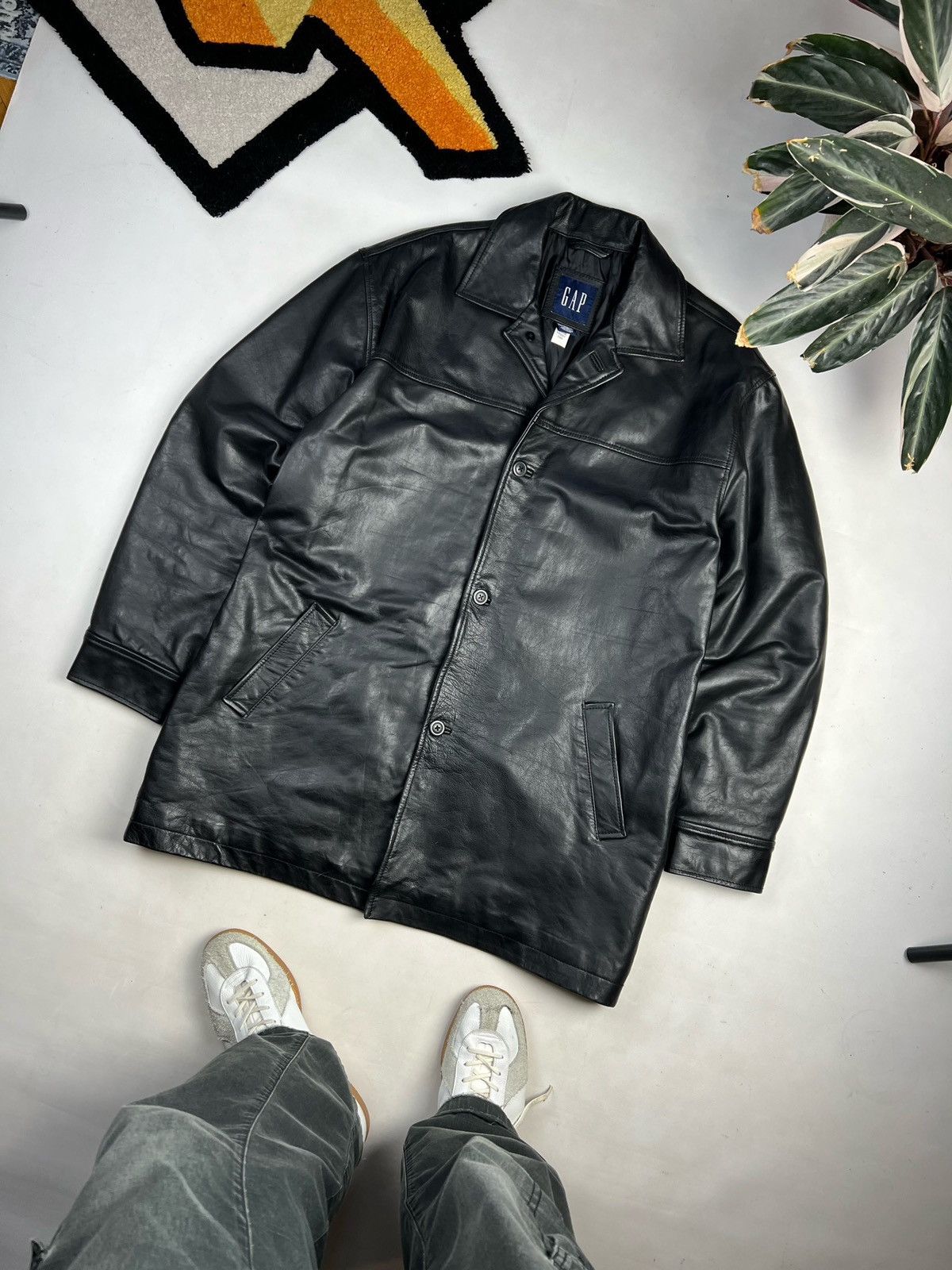 Gap × Leather Jacket × Vintage GAP Leather Jacket Coat Blazer Black Vintage 90s | Grailed