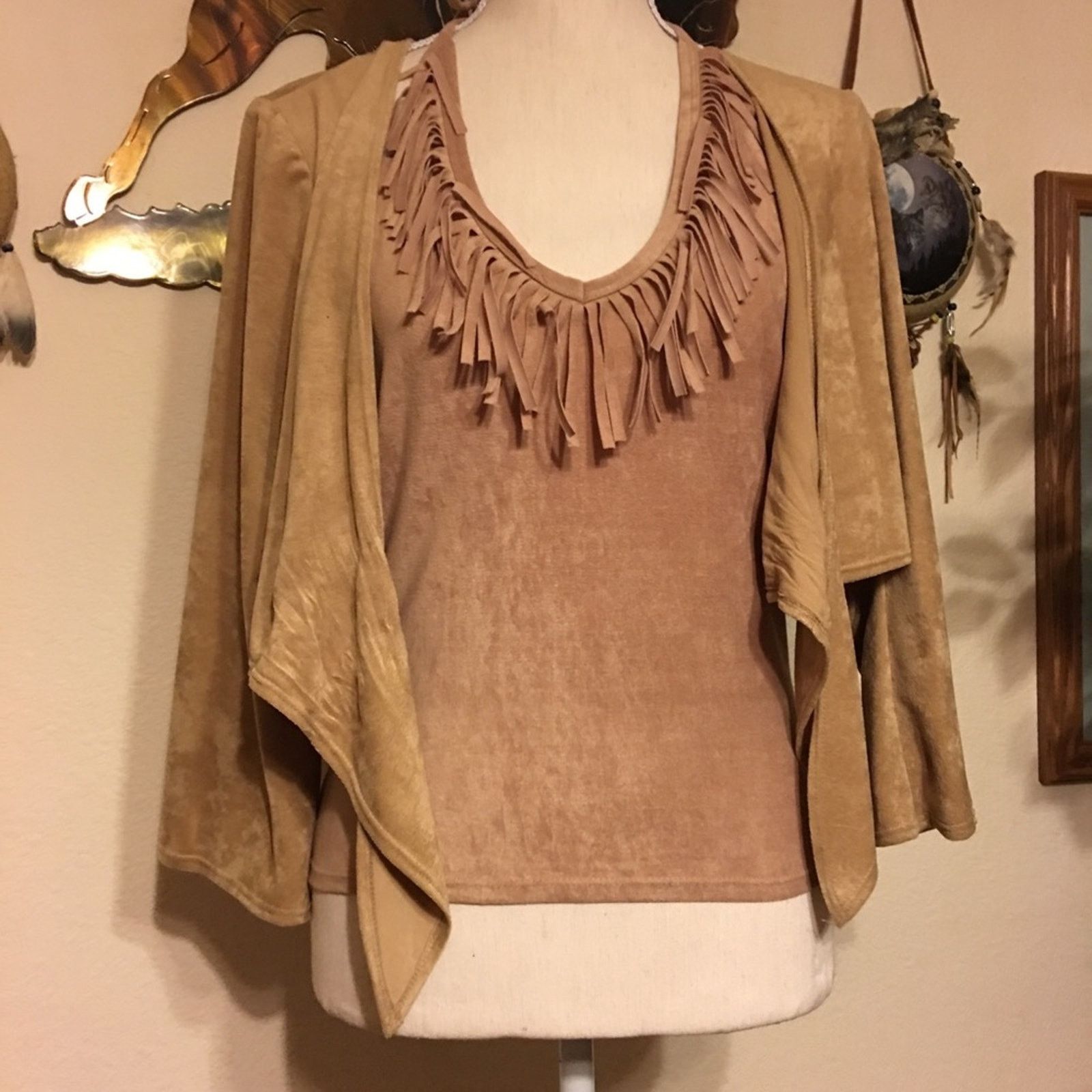 Vintage A Aubrey western style suede feel halter shrug set | Grailed