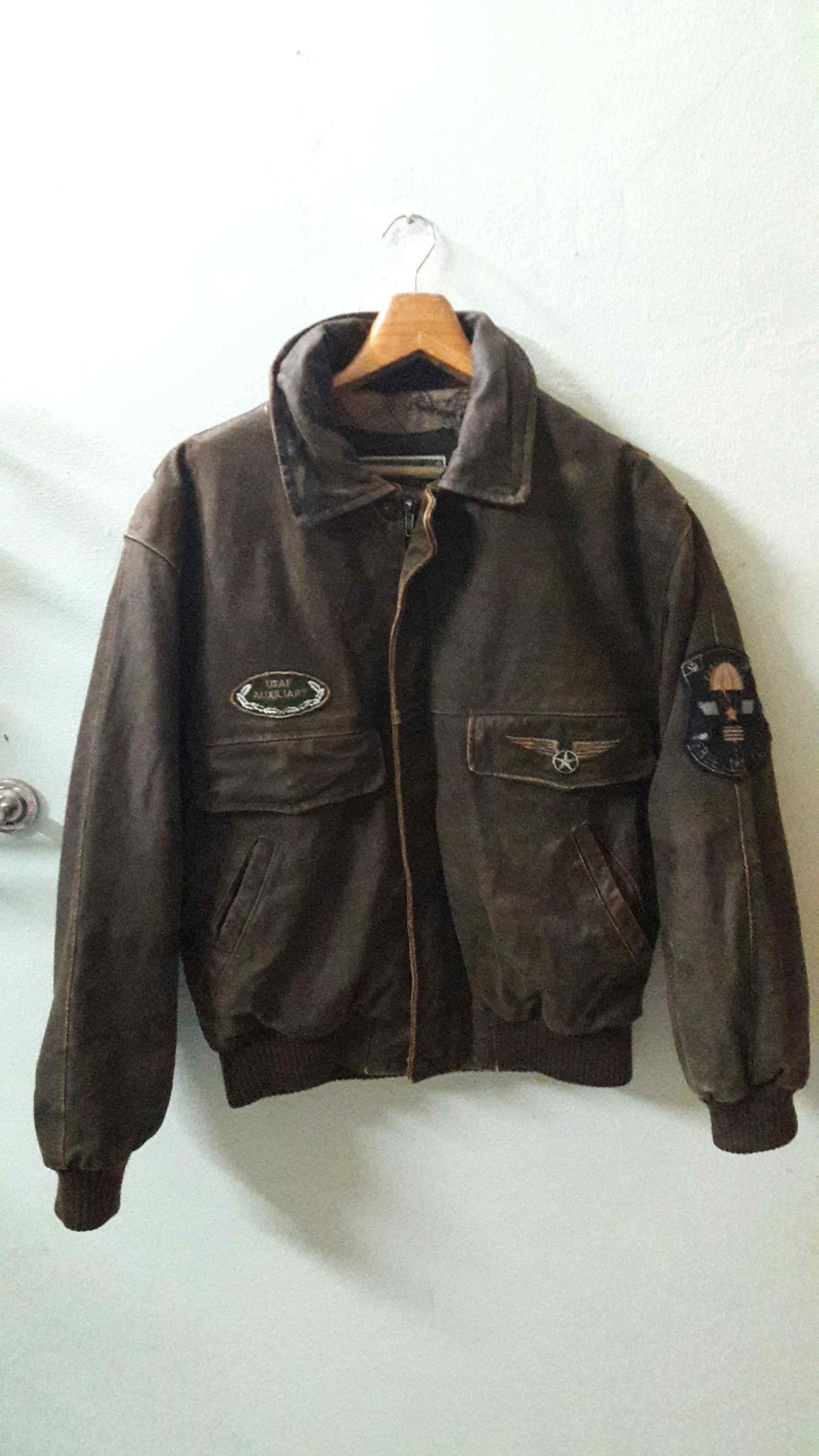 Vintage Vintage Military Air Force Jacket Leather Para Patches Italy ...