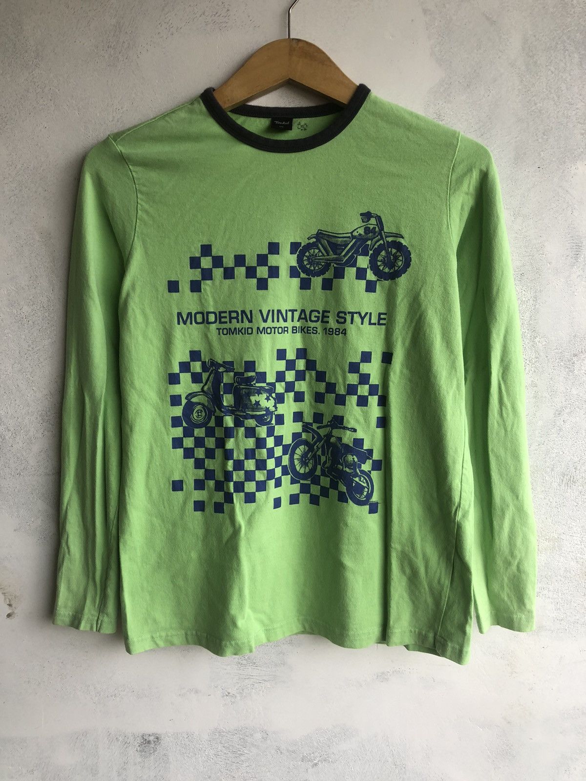 If Six Was Nine MODERN VINTAGE STYLE TOMKID MOTOR BIKES 1984 LONGSLEEVE ...