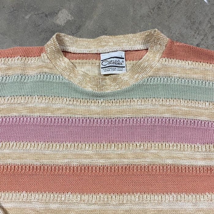 Catalina VTG CATALINA STRIPED Sweater Pastel Pink Blue L Made USA 90s ...