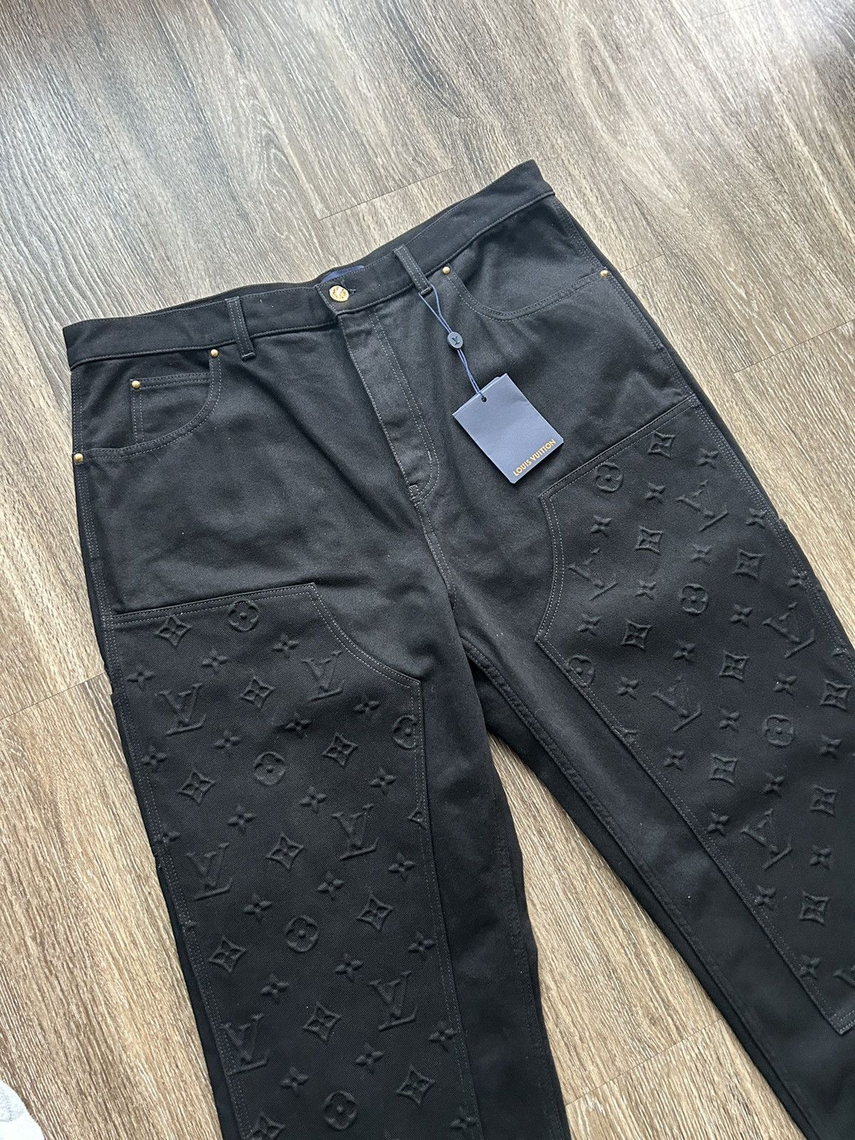 Louis Vuitton Louis Vuitton Black Monogram Carpenter Denim Workwear ...
