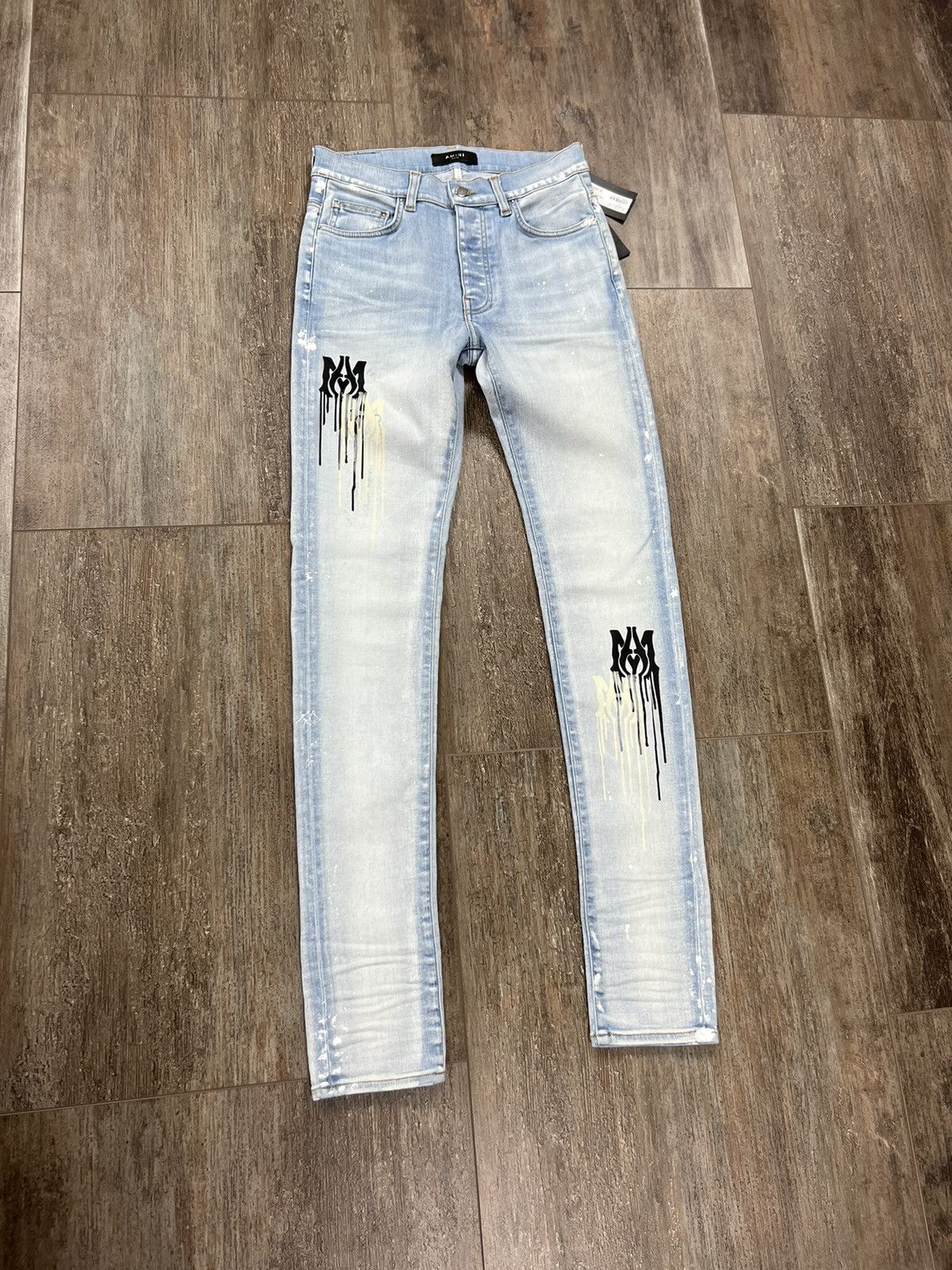 Amiri BRAND NEW HALF OFF Amiri Jeans Stencil Paint Logo MX1 | Grailed