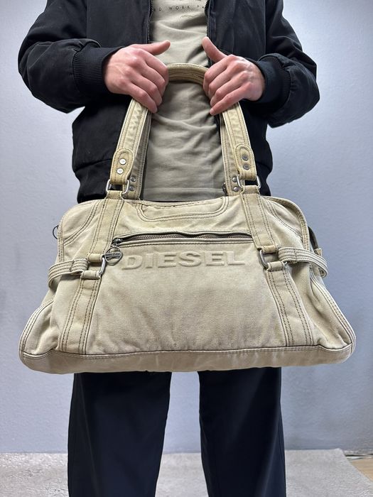Diesel Vintage Diesel Bag Distressed Beige Faded Denim Big Logo | Grailed