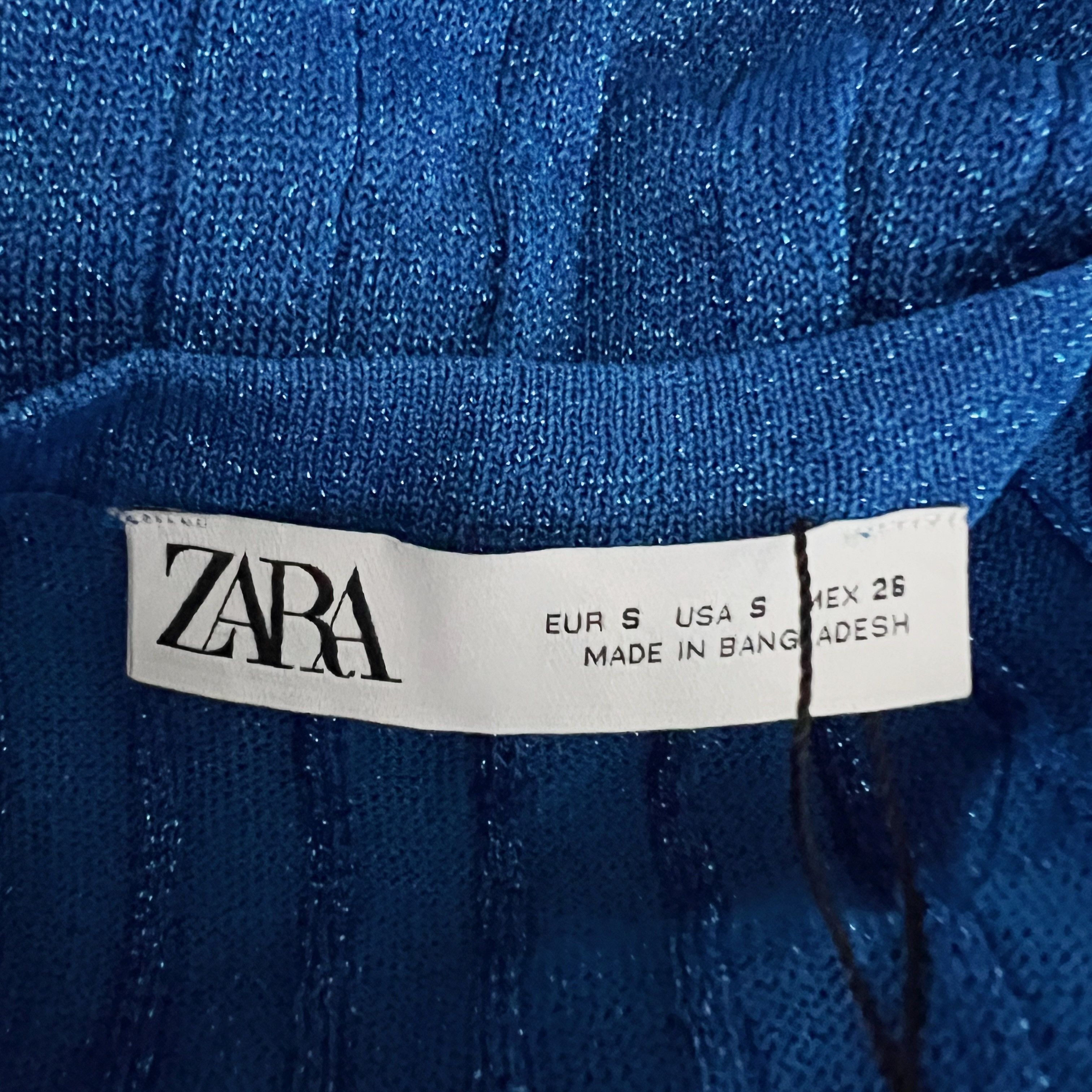 Zara NEW Zara Blue Sparkle Metallic Ribbed Knit Stretch | Grailed
