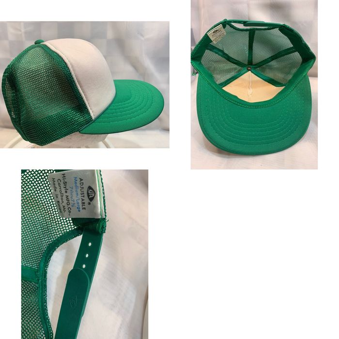 Vintage YUPOONG Blank Green White Trucker Thin Rope Snapback Adult Cap Hat NEW | Grailed