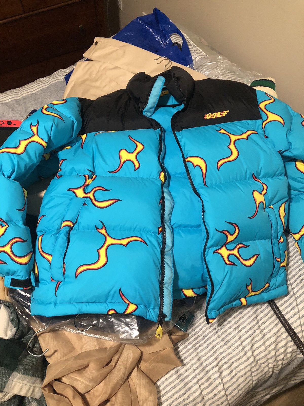 Golf Wang × Tyler The Creator GOLF WANG FLAME PUFFER JACKET | Grailed