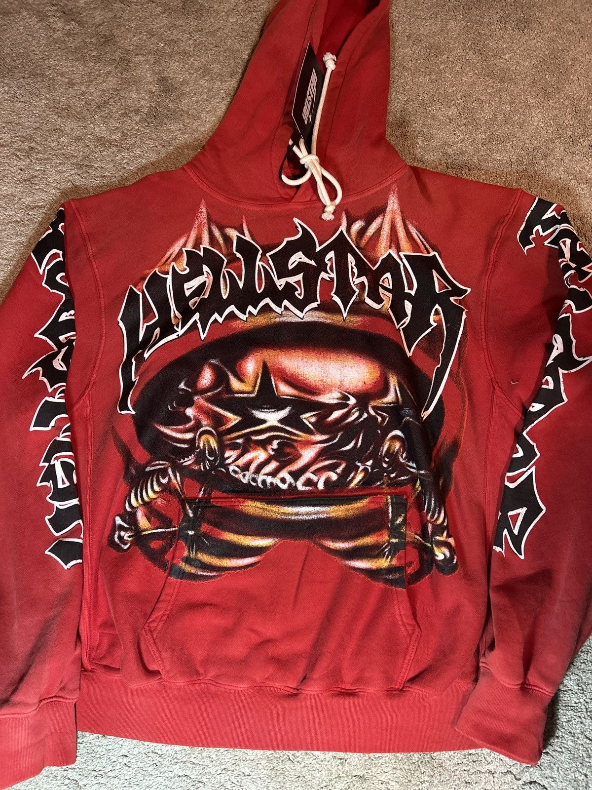 HELLSTAR Hellstar Halloween Skeleton Airbrushed Hoodie 'Red' | Grailed