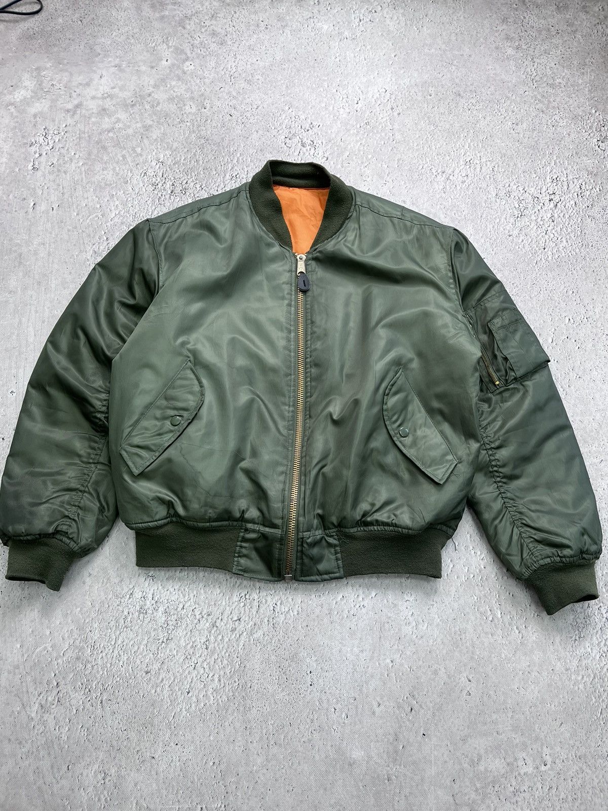 Alpha Industries × Military × Usaf Flyer's Man Intermediate MA-1 Spellout Bomber Jacket 🫒OLIVE ...