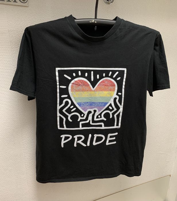 Pride Keith haring pride 🏳️‍🌈 LGBT heart black t-shirt M-L sz | Grailed