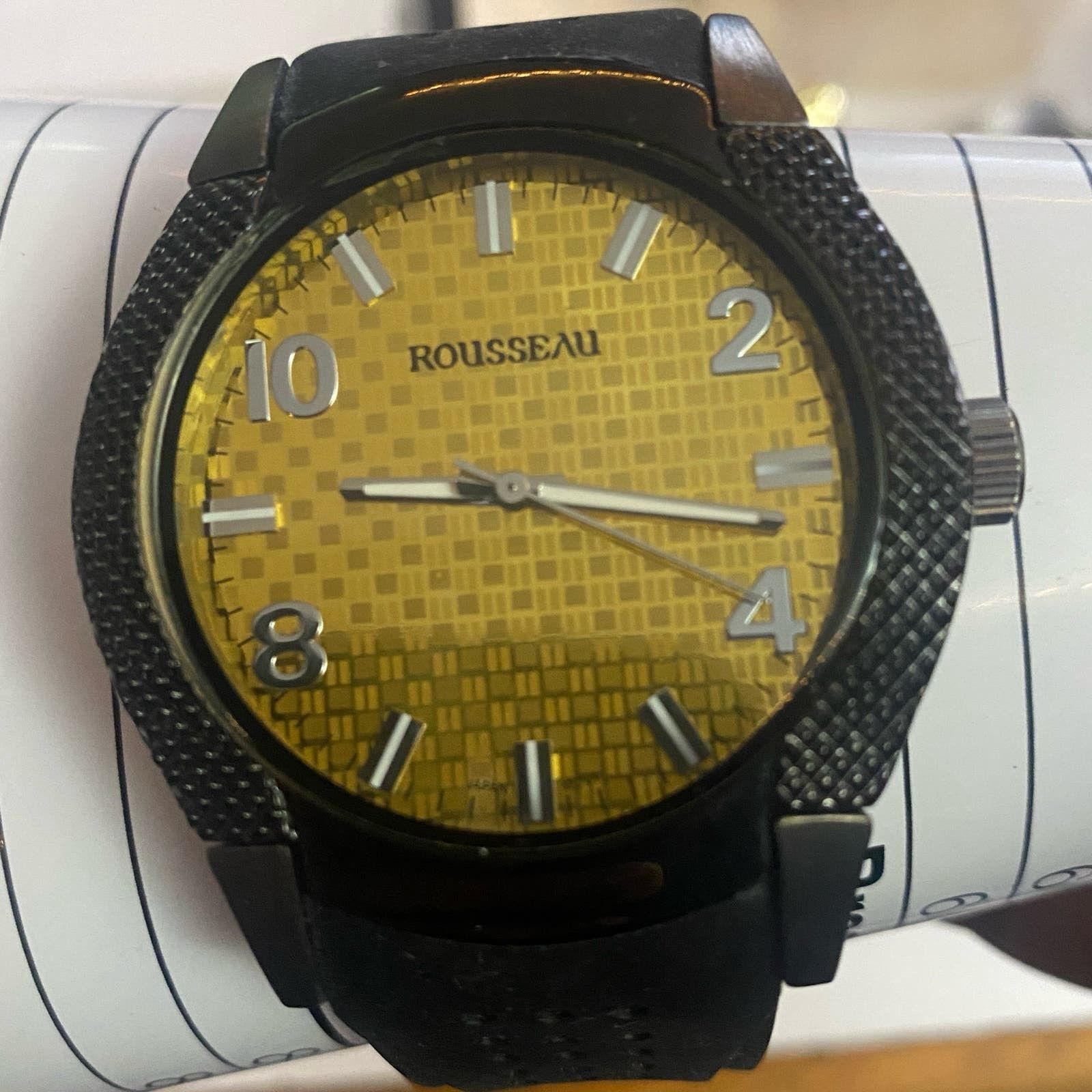 Other Rousseau Gold Dial Black St. Steel Rubber Band Watch | Grailed